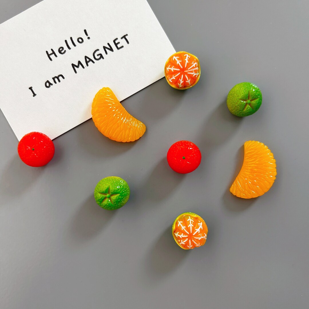 Mandarin Orange Fridge Magnets Set Colorful Fruits Food Magnet Kitchen ...
