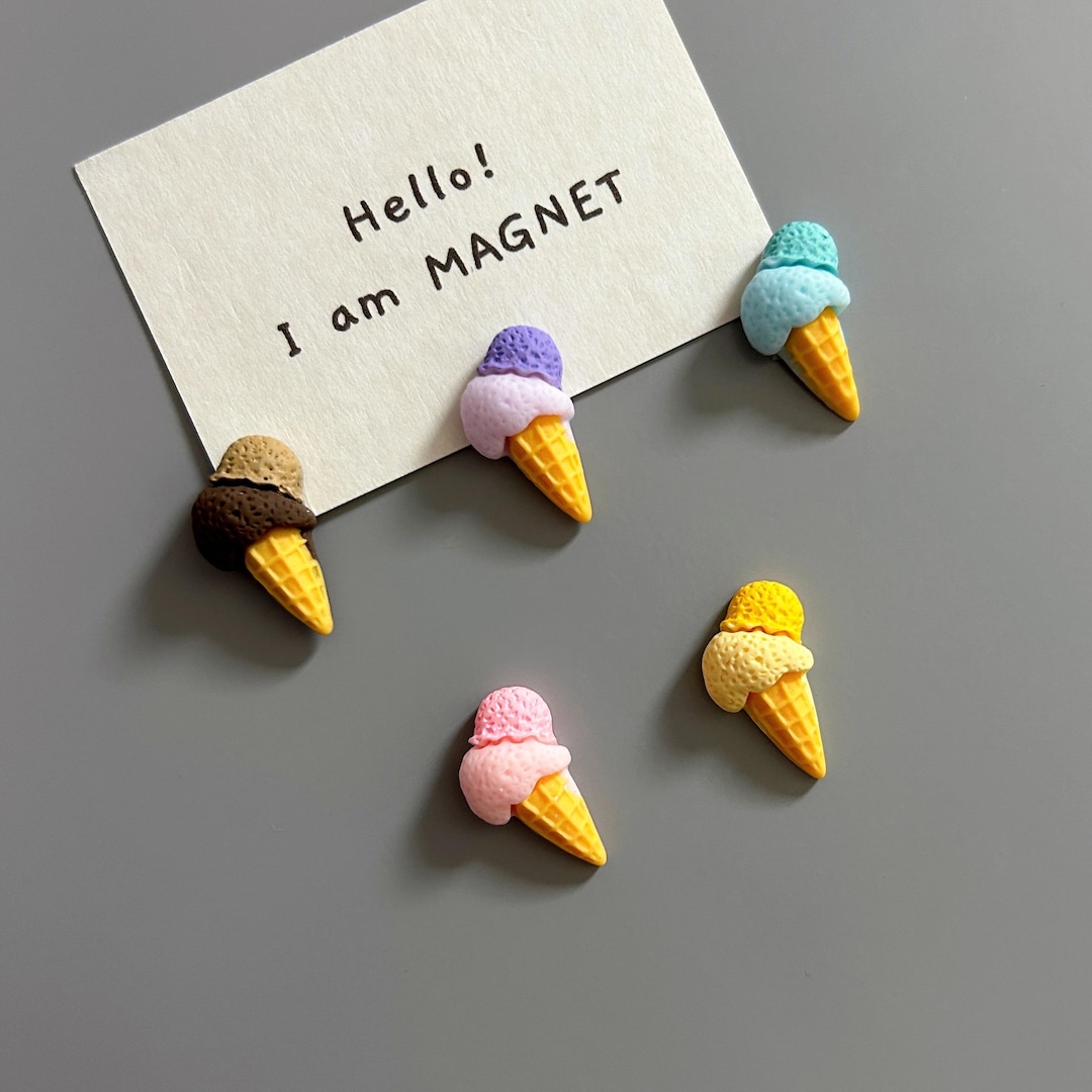 Soft Ice Cream Fridge Magnet Set Chocolate Strawberry Soda Pink Blue ...
