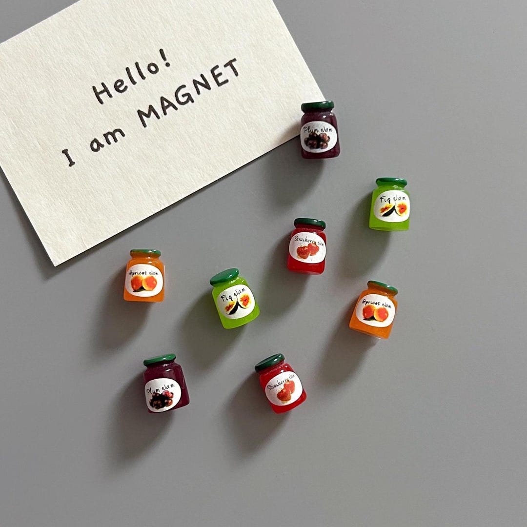Cute Mini Fruit Jam Fridge Magnet Set Realistic Miniature Food ...