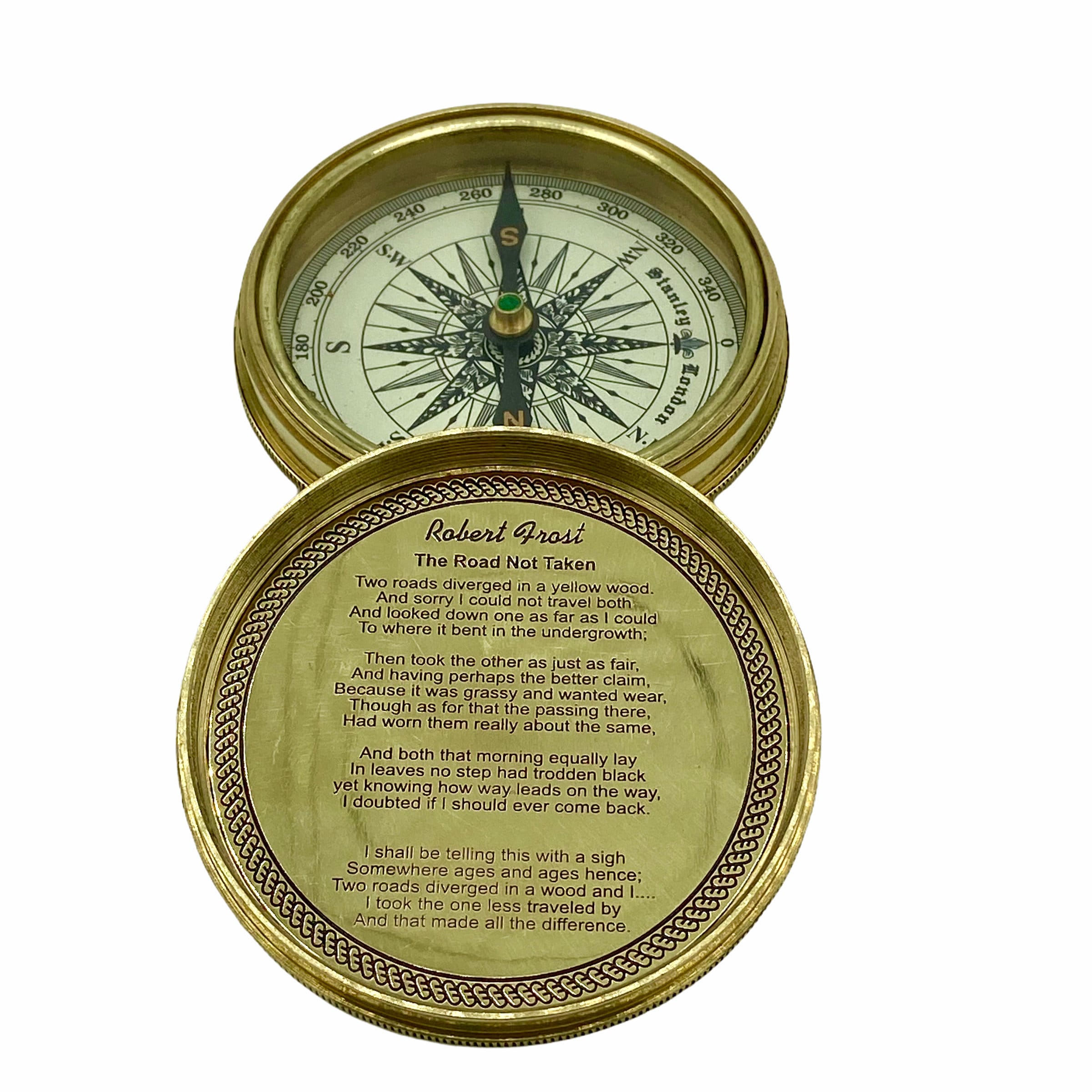 3 Large Brass Bronze or Black Poem Compass in a Wood - Etsy