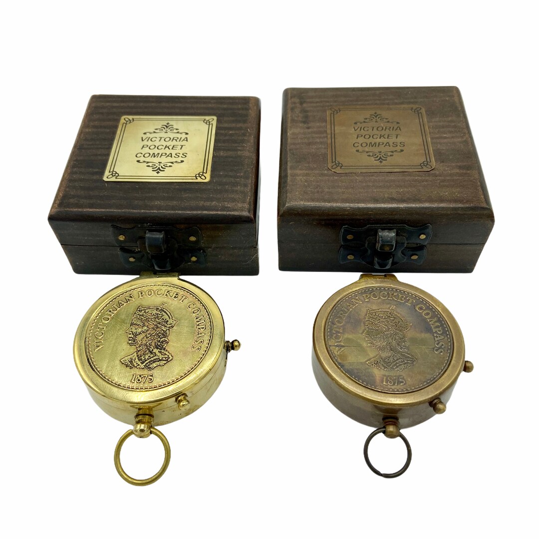 2.5 "victoria Compass in a Special Wood Box ( Brass or Bronze ) - Etsy