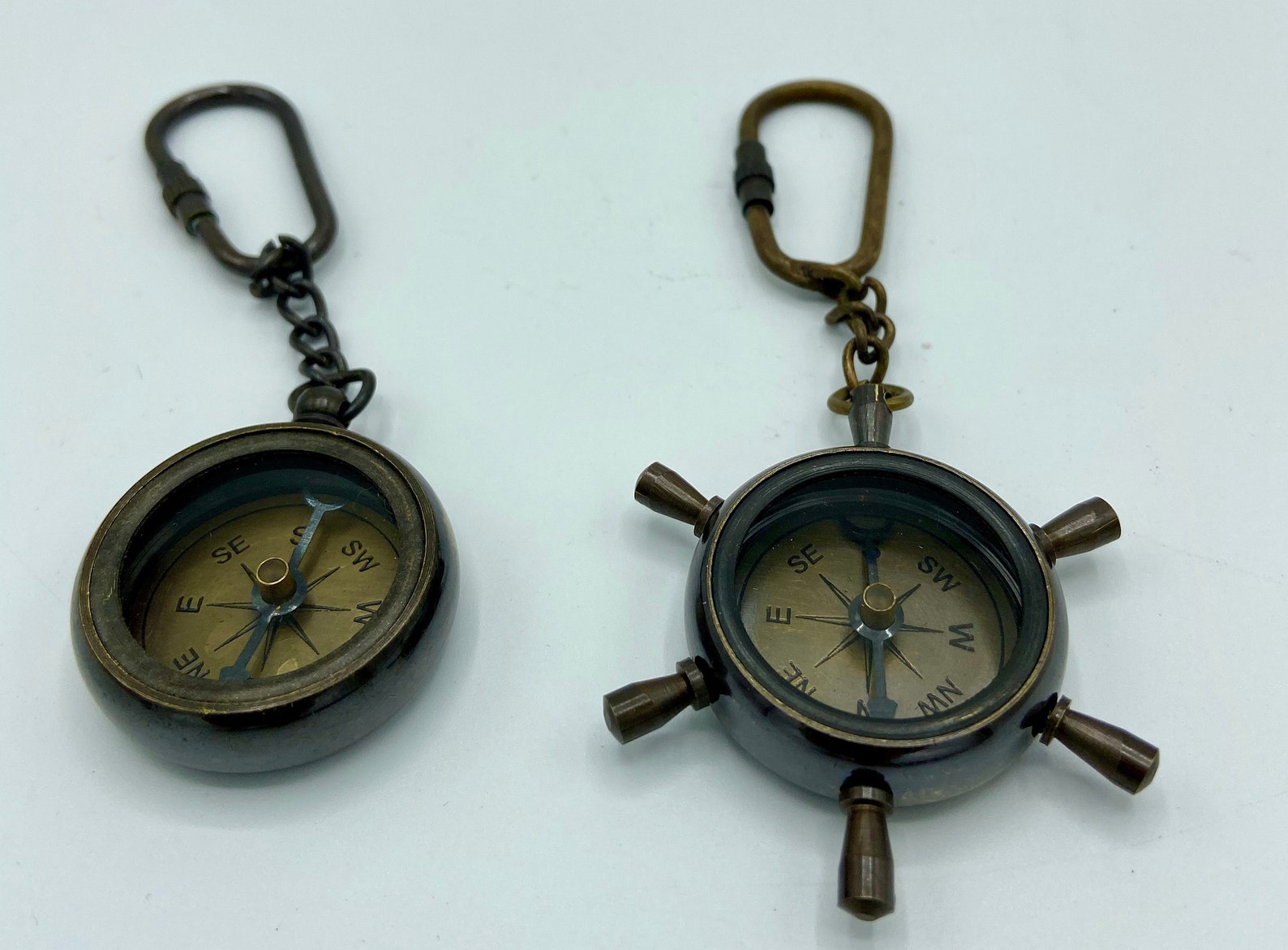 1.25 Key Ring Compass and Ship Wheel Compass 8 Types - Etsy UK