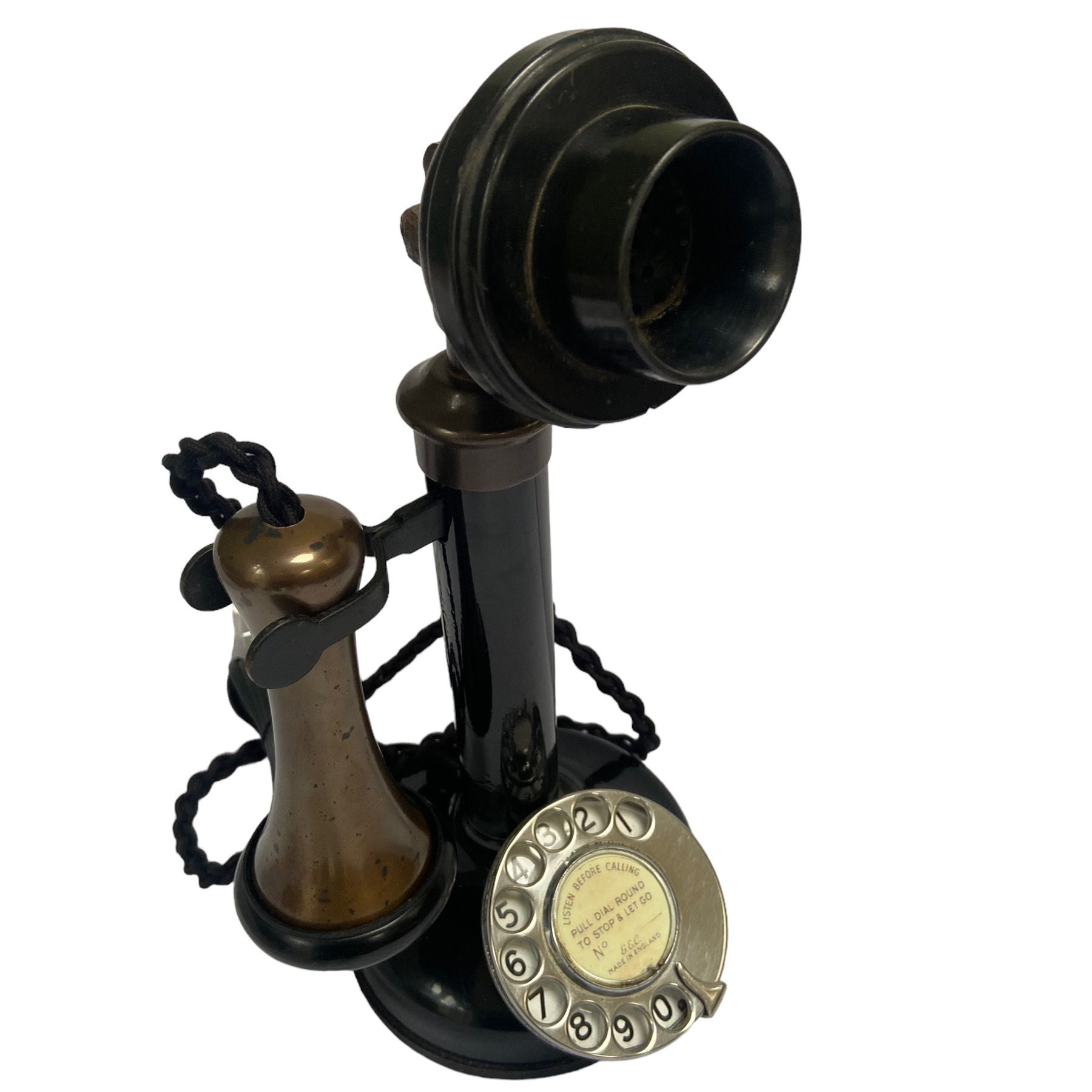 Antique 1900/1910's Black and Bronze English GPO Candlestick Telephone ...