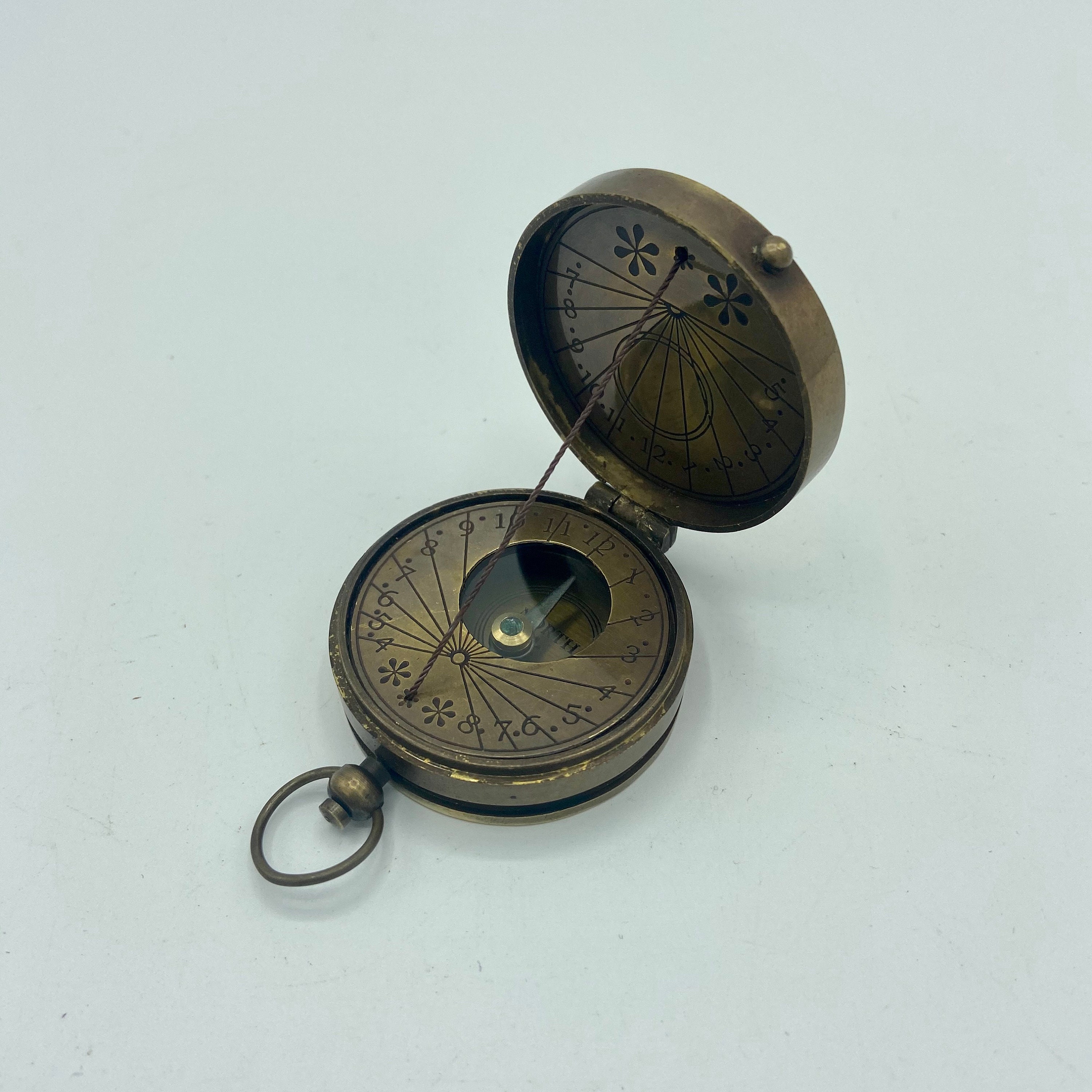 2 Brass or Bronze String Compass Sundial in a Wood Box - Etsy