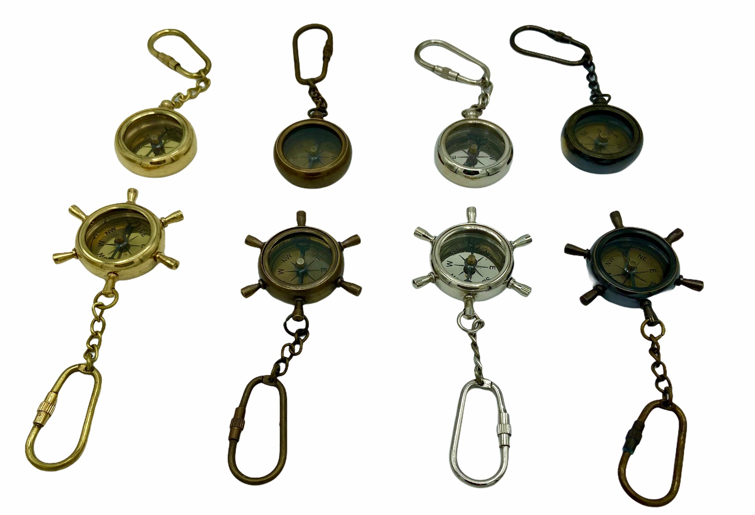1.25 Key Ring Compass and Ship Wheel Compass 8 Types - Etsy UK