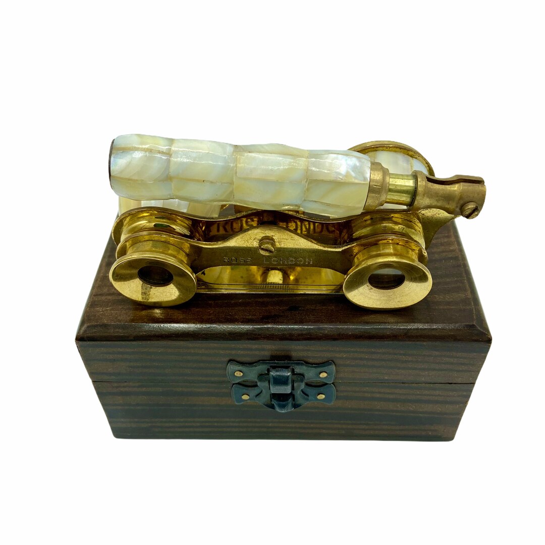 Opera Glasses in a Wood Box ( Mother of Pearl, Brass, Bronze & Red ...