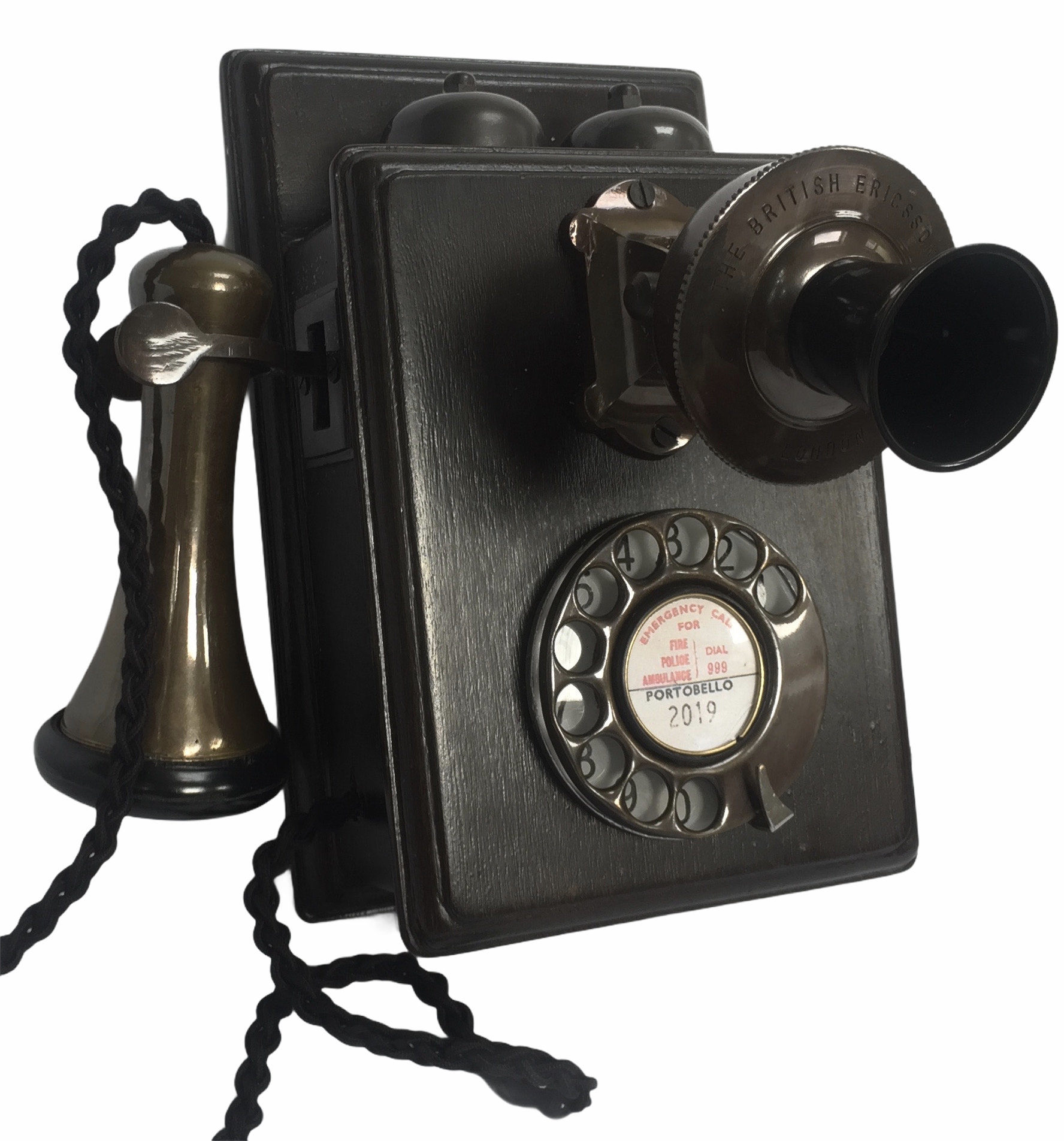 1930's Style Wood Wall Working Telephone ( Brass , Brushed or Bronze ...