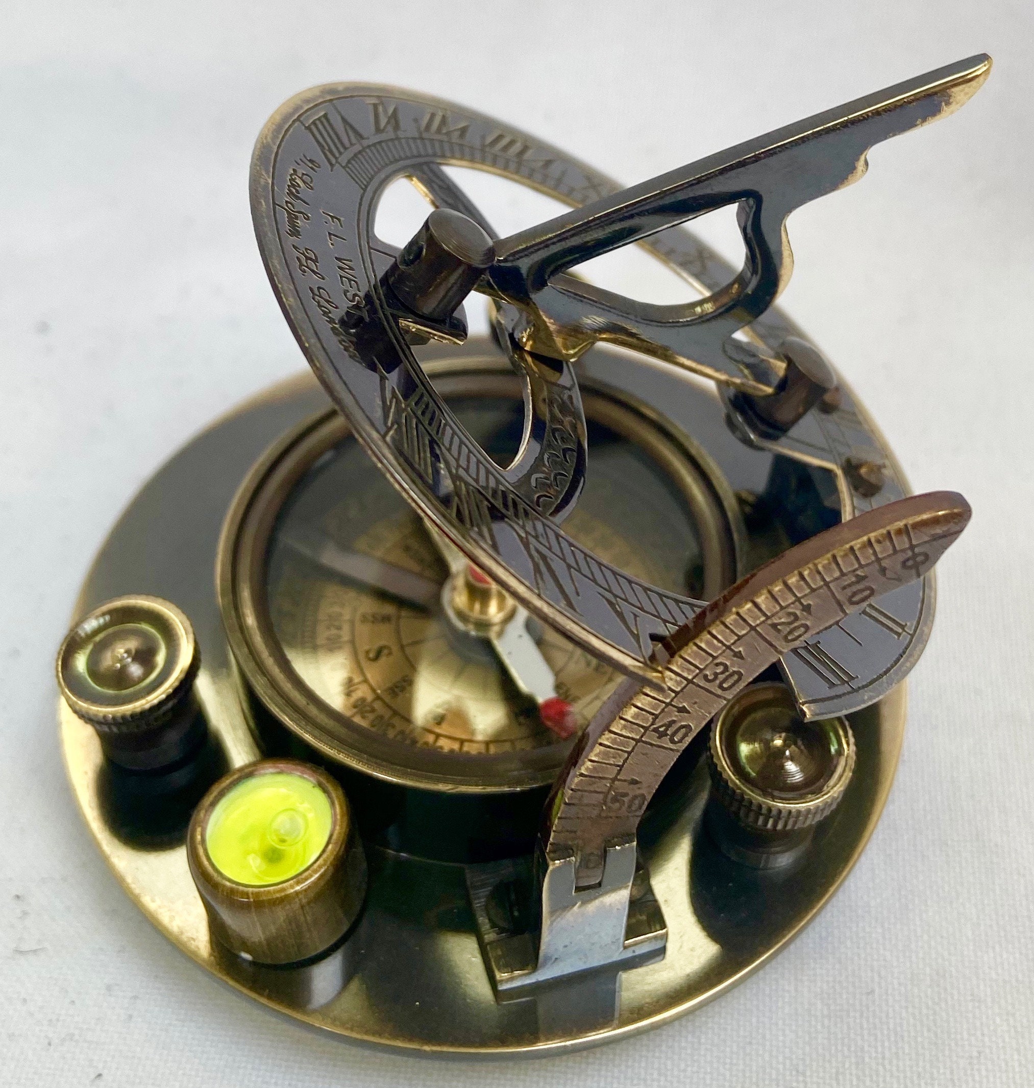 2.5 Folding Sundial Compass in a Wood Box Brass | Etsy