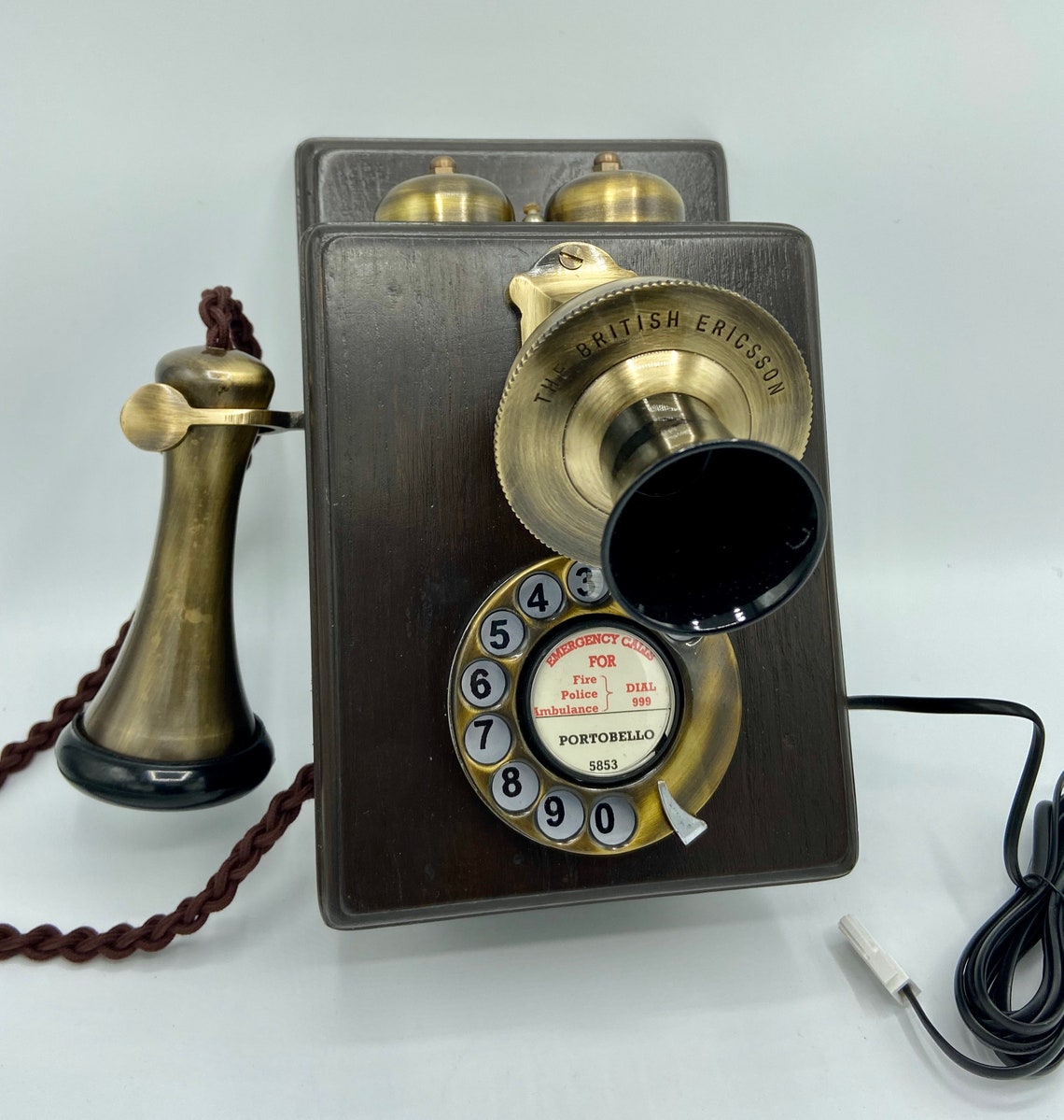 1930 estilo de madera pared teléfono de trabajo latón o | Etsy