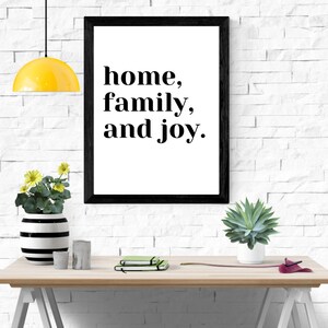 Home, Family, and Joy Home Decor Printable Wall Art, Prints, Wall Decor ...