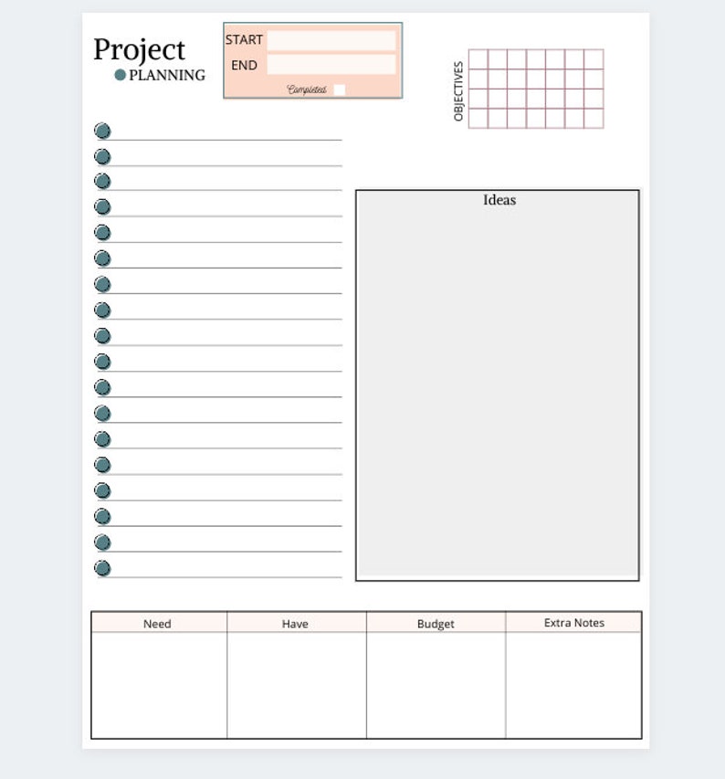 Project Planner Worksheets: Project Planner, Project Printable, Project ...