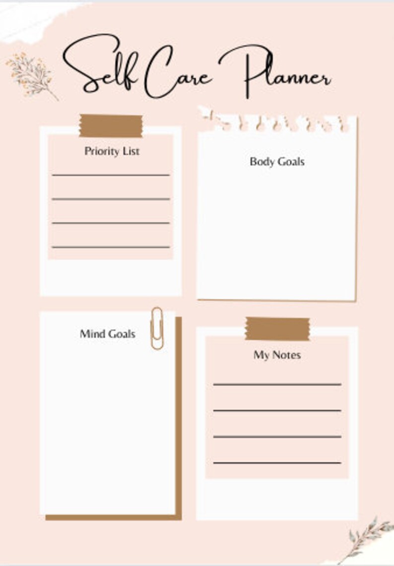Self Care Planner, Self Care Printable, Self Care for Women, Daily Self ...