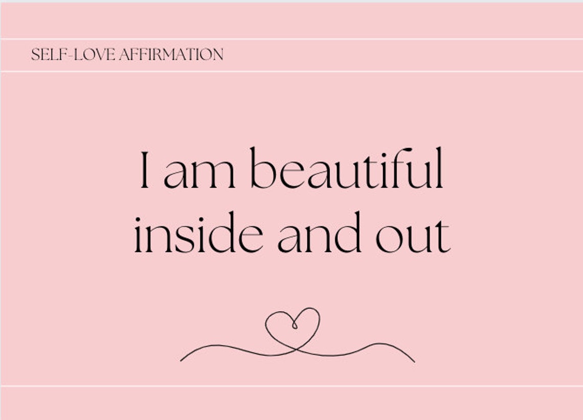 Pink Self Love Affirmation Cards, Printable Affirmation Cards, Positive ...