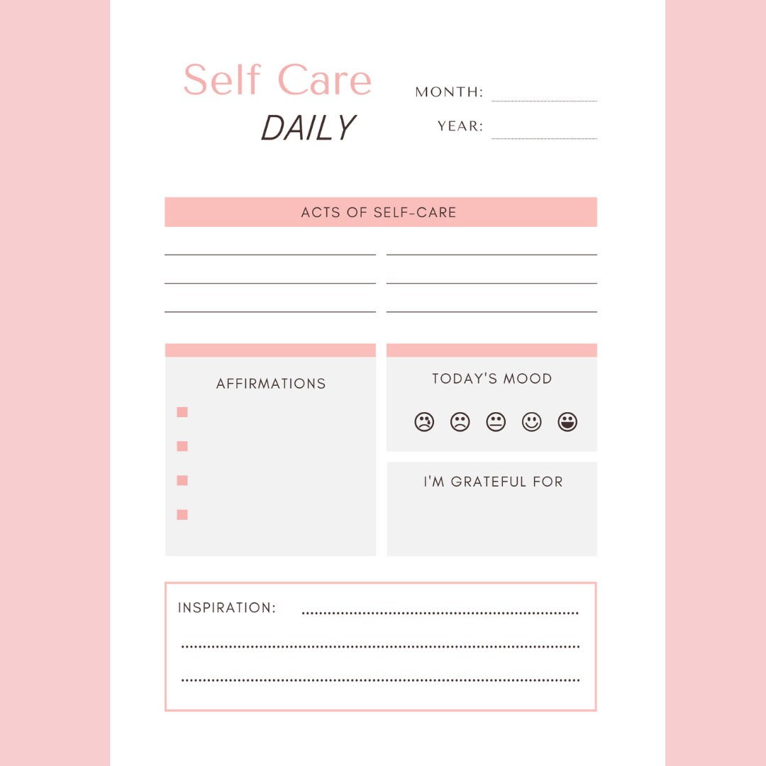 Self Care Planner Printable, Self Care Goals, Self Care Plan ...