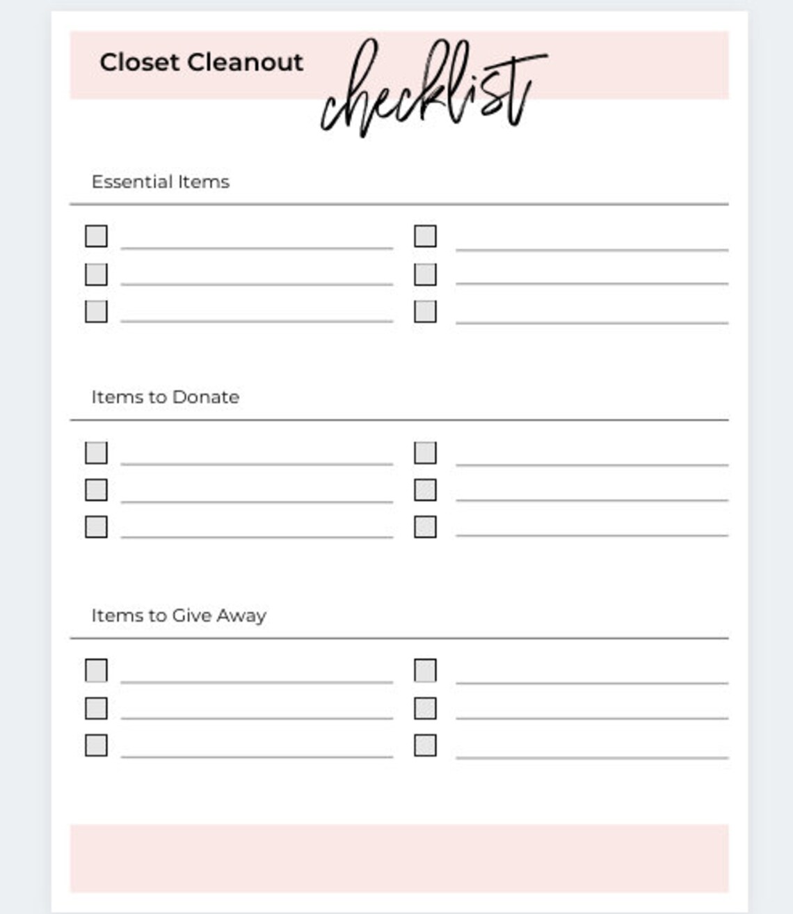 Closet Cleanout Checklist : Organize Closet Checklist - Etsy