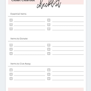 Closet Cleanout Checklist : Organize Closet Checklist, Declutter Closet ...