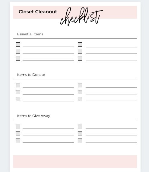 Closet Cleanout Checklist : Organize Closet Checklist, Declutter Closet ...