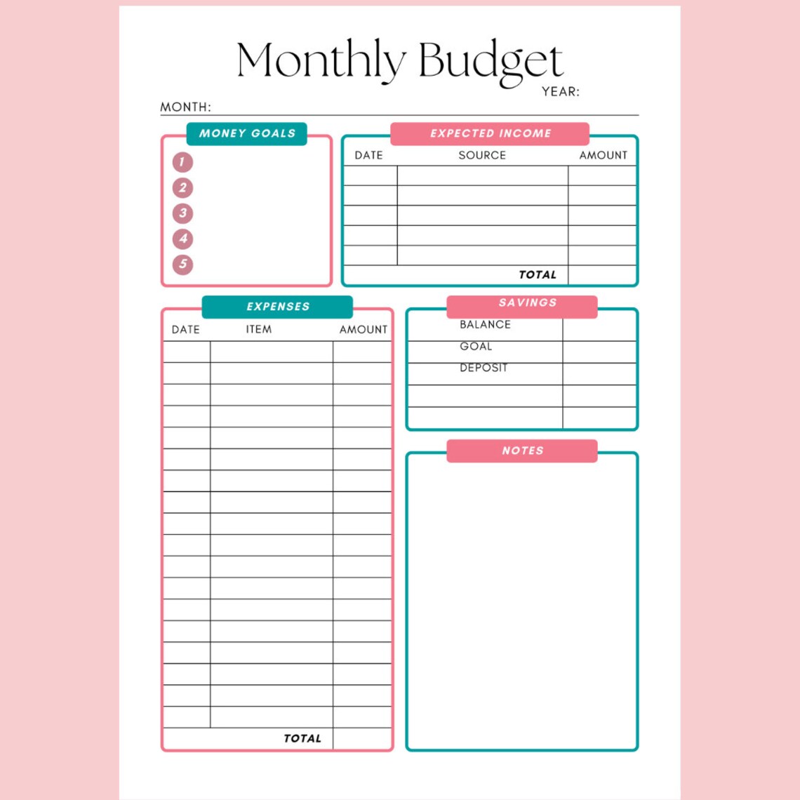Personal Finance Planner Printable Money Planner Budget - Etsy