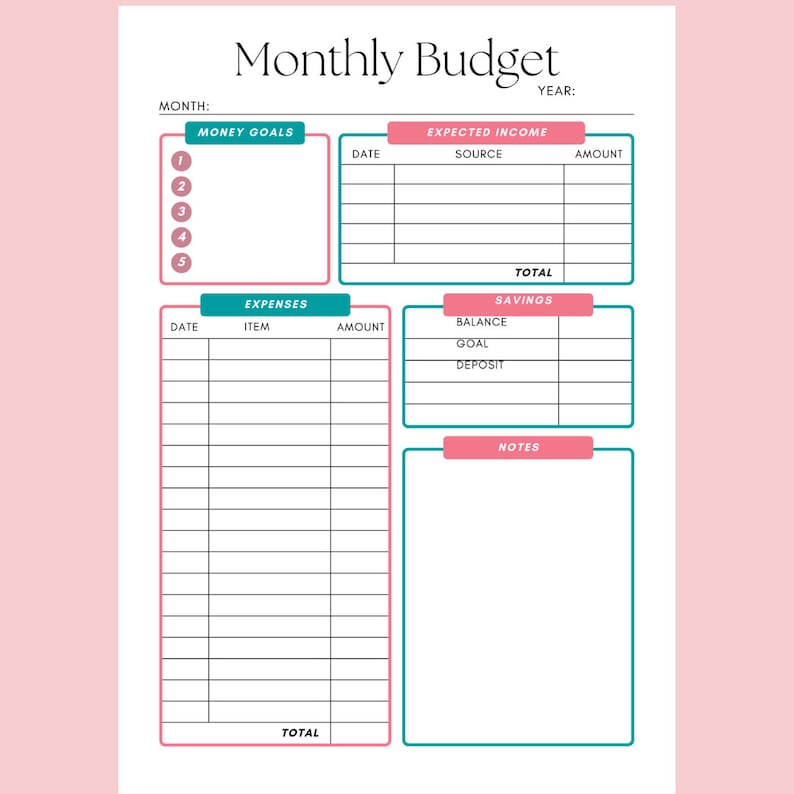 Personal Finance Planner Printable Money Planner Budget - Etsy