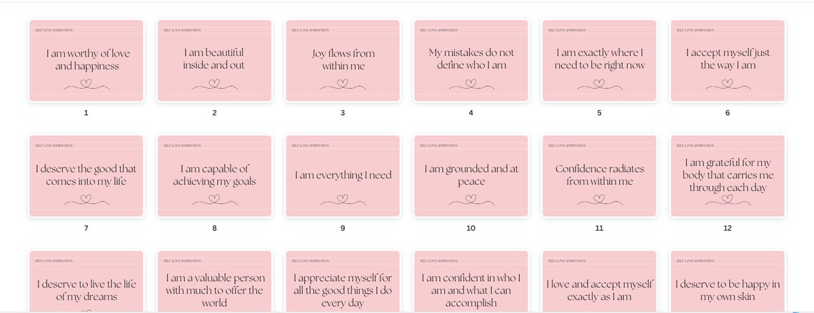 Pink Self Love Affirmation Cards, Printable Affirmation Cards, Positive ...