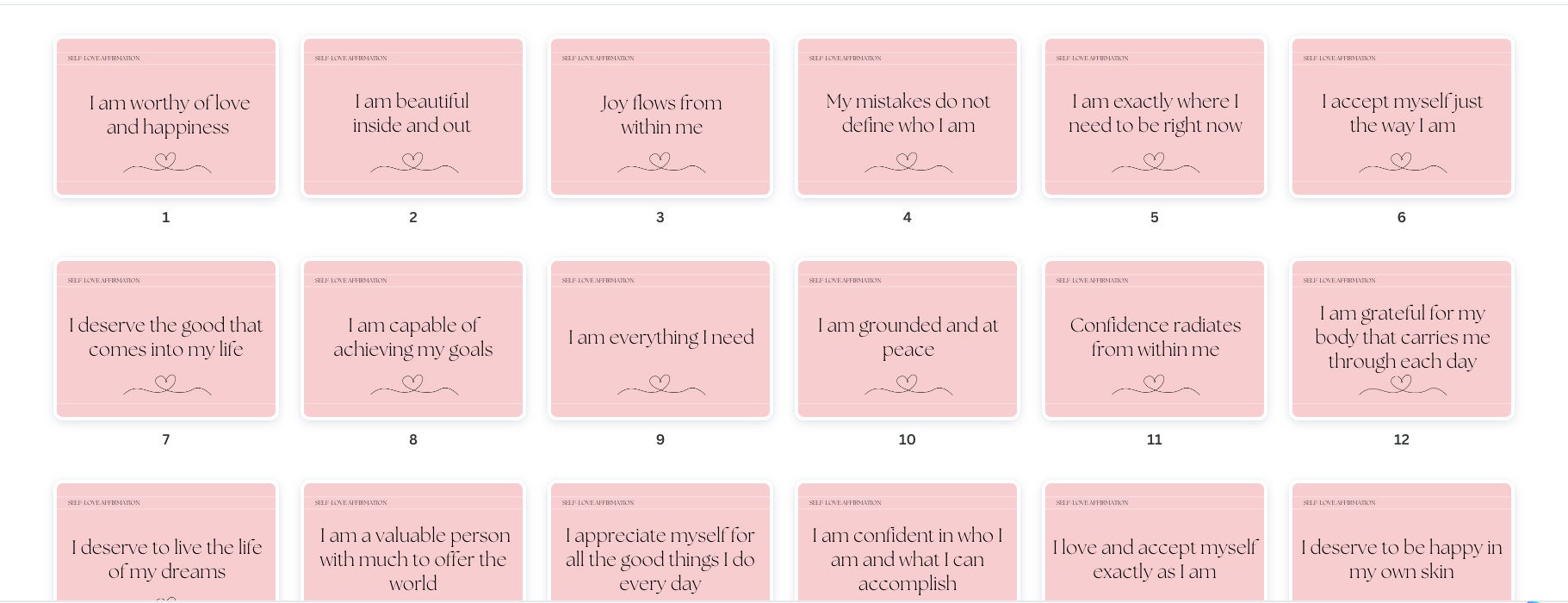 Pink Self Love Affirmation Cards, Printable Affirmation Cards, Positive ...