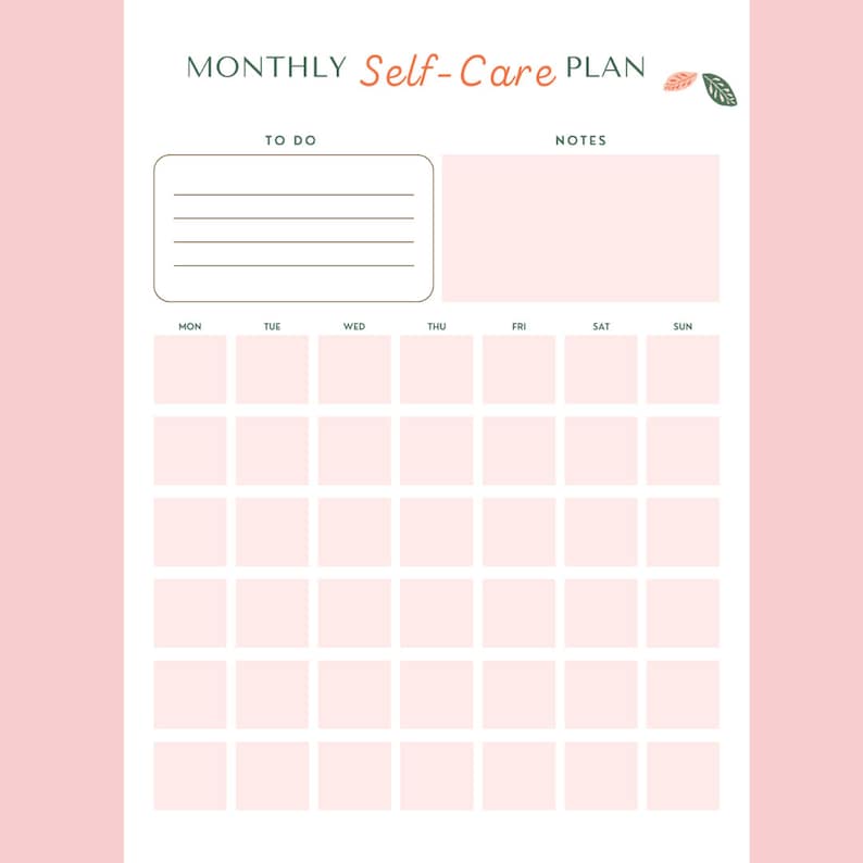 Self Care Planner Printable, Self Care Goals, Self Care Plan ...