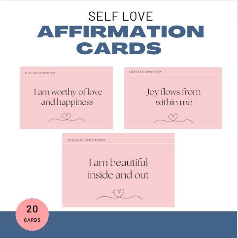 Pink Self Love Affirmation Cards, Printable Affirmation Cards, Positive ...