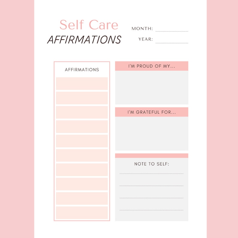 Self Care Planner Printable, Self Care Goals, Self Care Plan ...