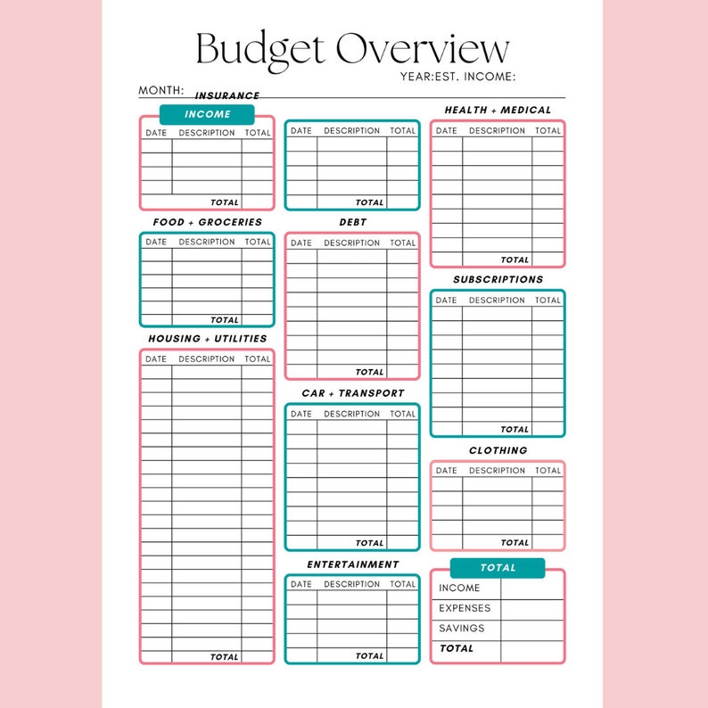 Personal Finance Planner Printable Money Planner Budget - Etsy