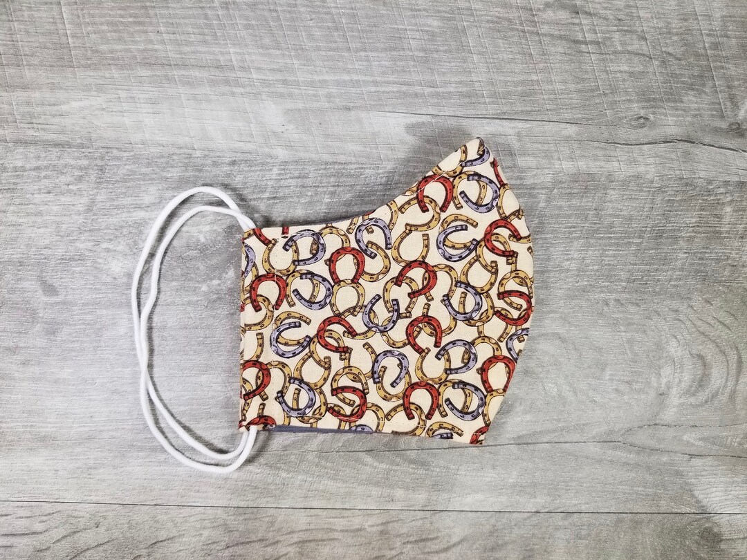 Face Mask, HORSE SHOE Print, Rust-proof Nose Wire, Teen/adult, Double ...