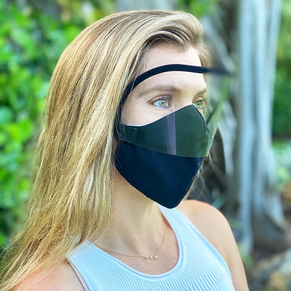 Face mask with detachable plastic eye shield and flexible ear | Etsy