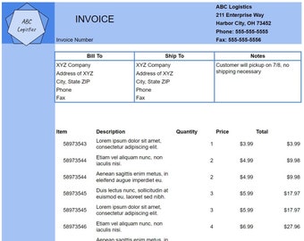 Contractor Work Invoice Service Work Invoice Template - Etsy