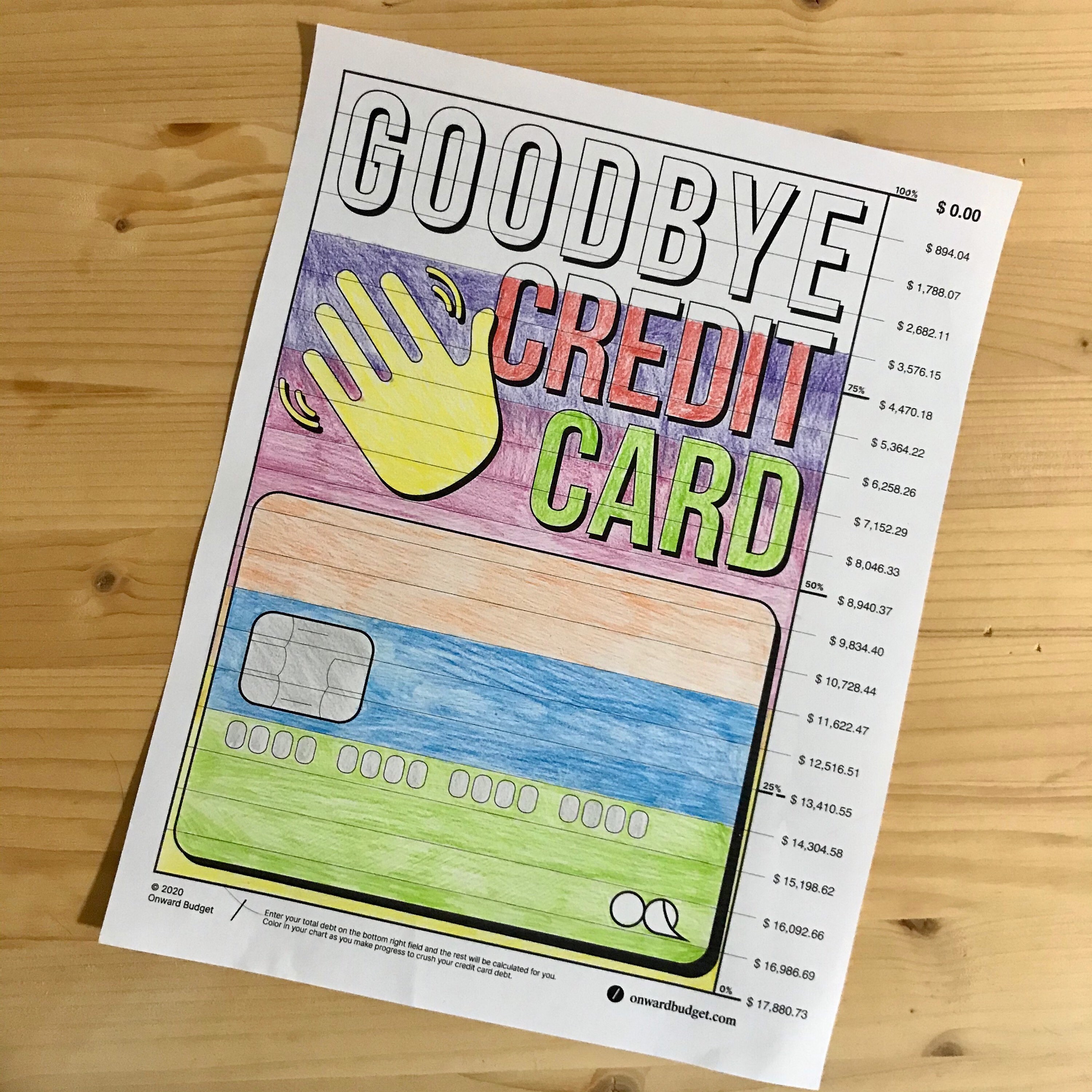 Credit Card Payoff Coloring Chart Printable PDF - Etsy
