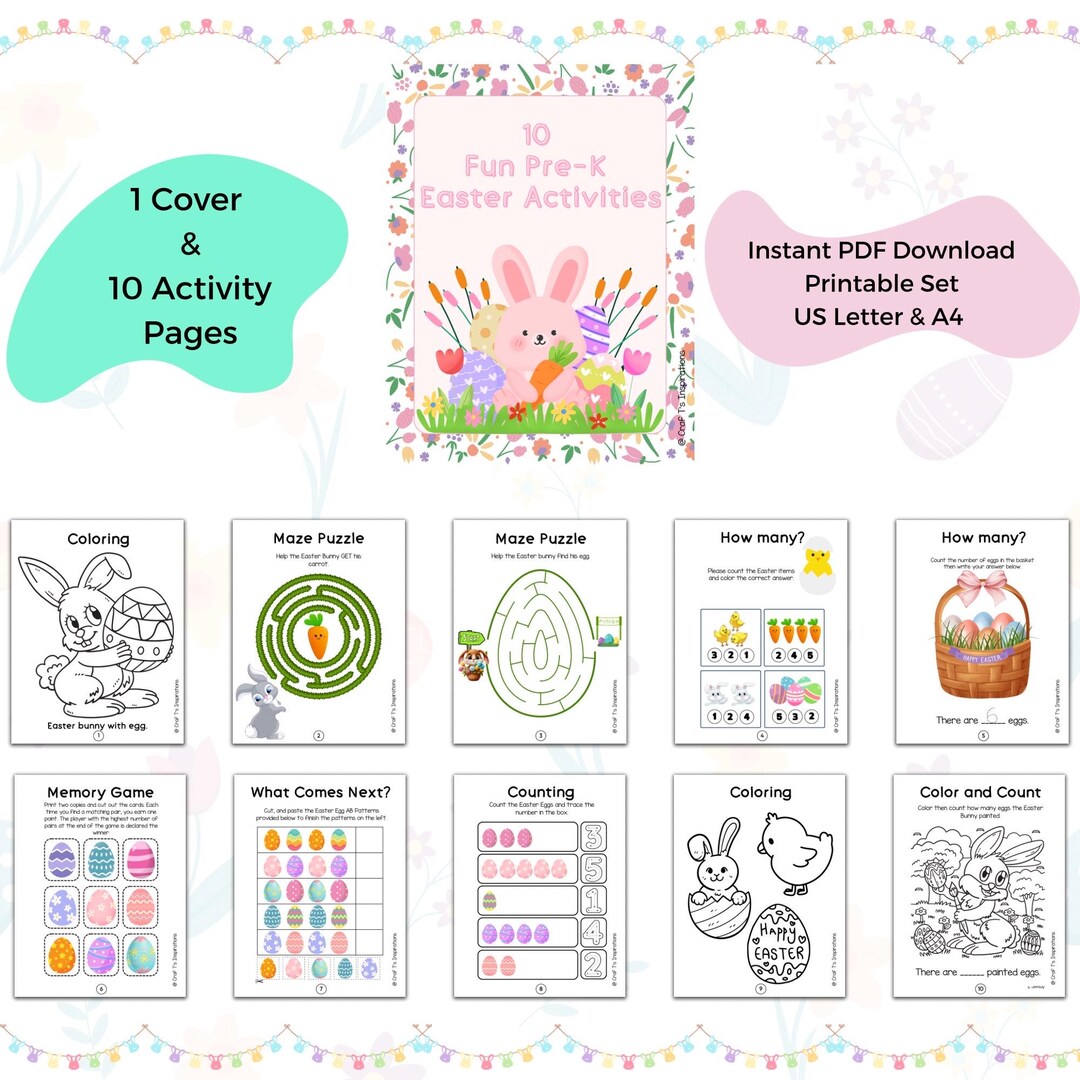 Printable Pre-k Easter Activity Book/learning Worksheets for Toddlers ...