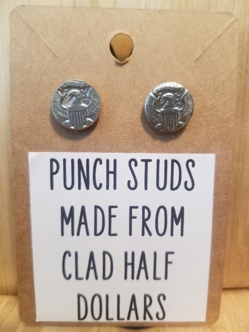 Coin Punch Stud Earrings, Coin Stud Earrings, Coin Earrings, - Etsy
