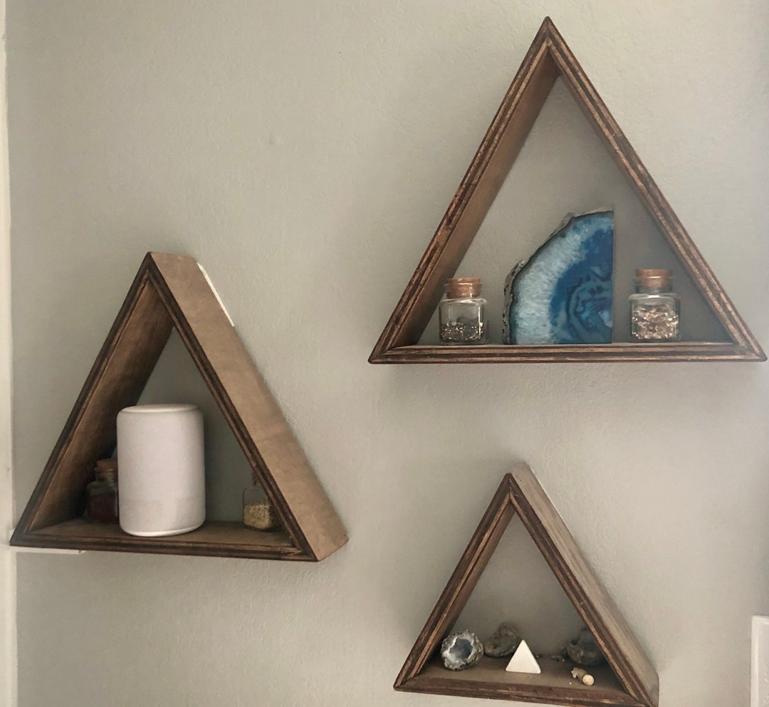Handmade Alchemy Wooden Triangle Floating Shelf / Shelves birch, Maple ...