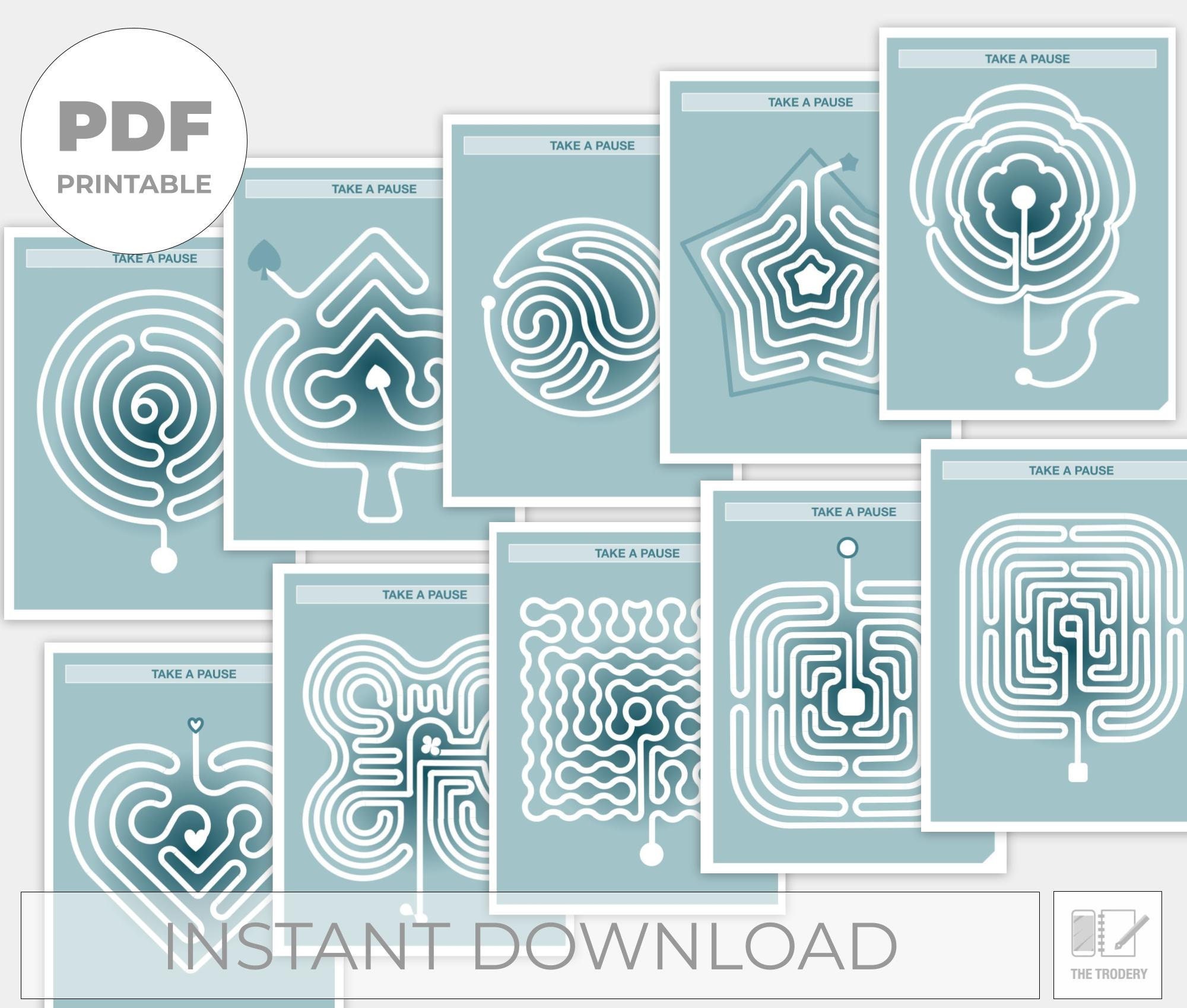 Labyrinth Bundle Printable PDF 10 Pages Instant Digital - Etsy