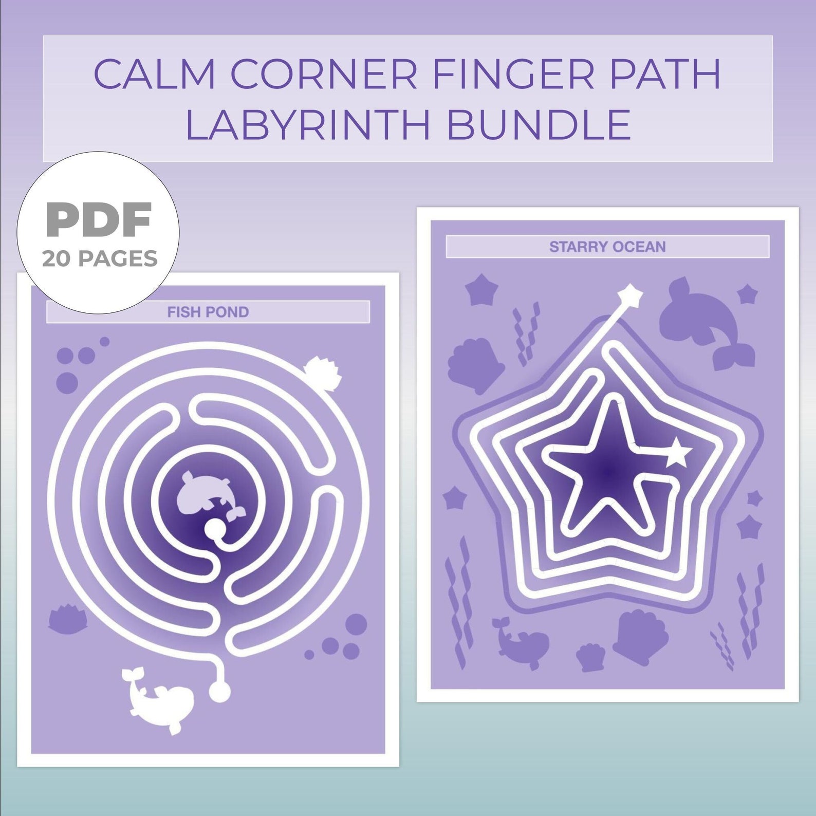 Finger Path Worksheets BUNDLE Printable PDF 20 Pages Labyrinth Finger ...