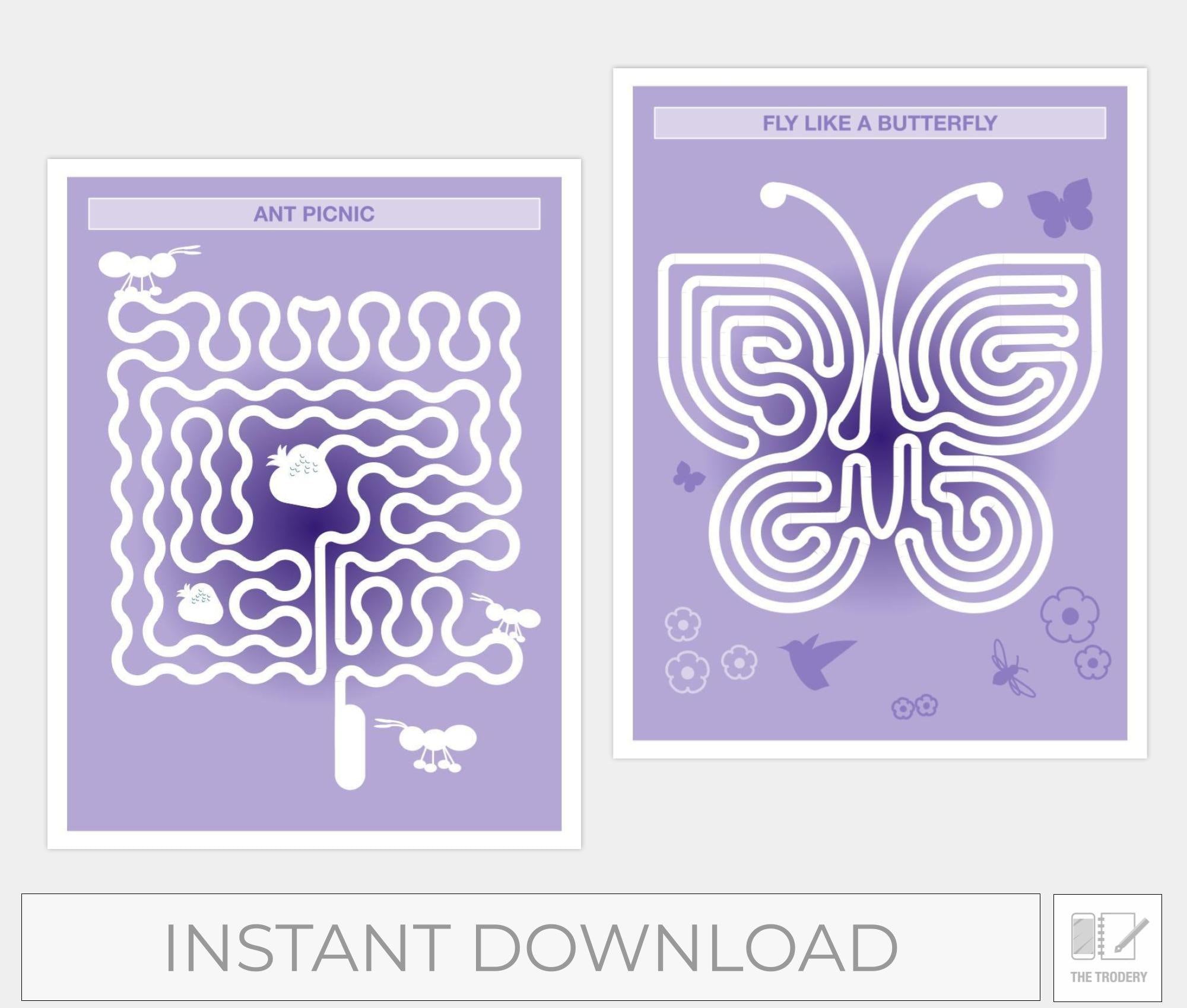 Finger Path Worksheets for Kids Printable PDF 10 Pages Labyrinth for ...