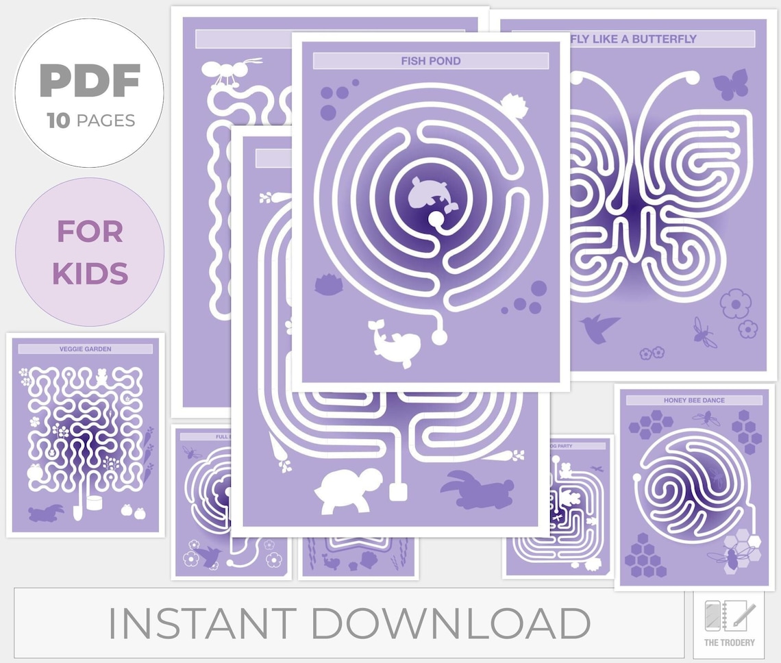 Finger Path Worksheets BUNDLE Printable PDF 20 Pages Labyrinth Finger ...