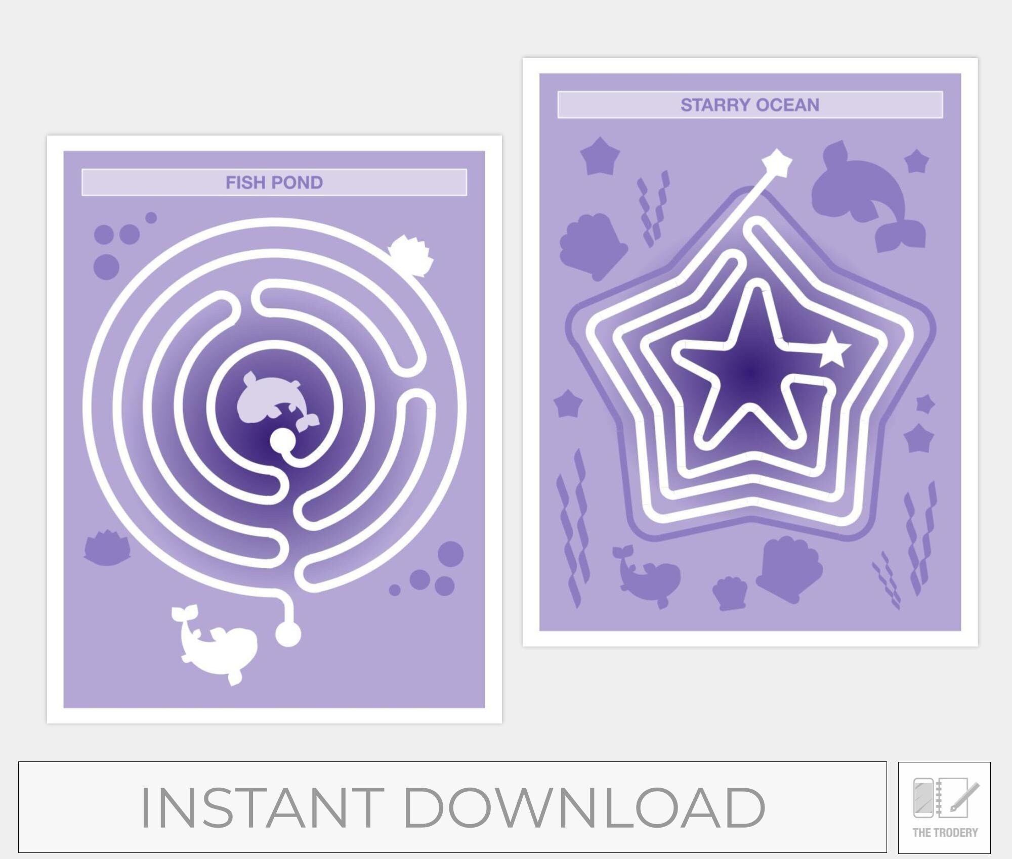 Finger Path Worksheets for Kids Printable PDF 10 Pages Labyrinth for ...