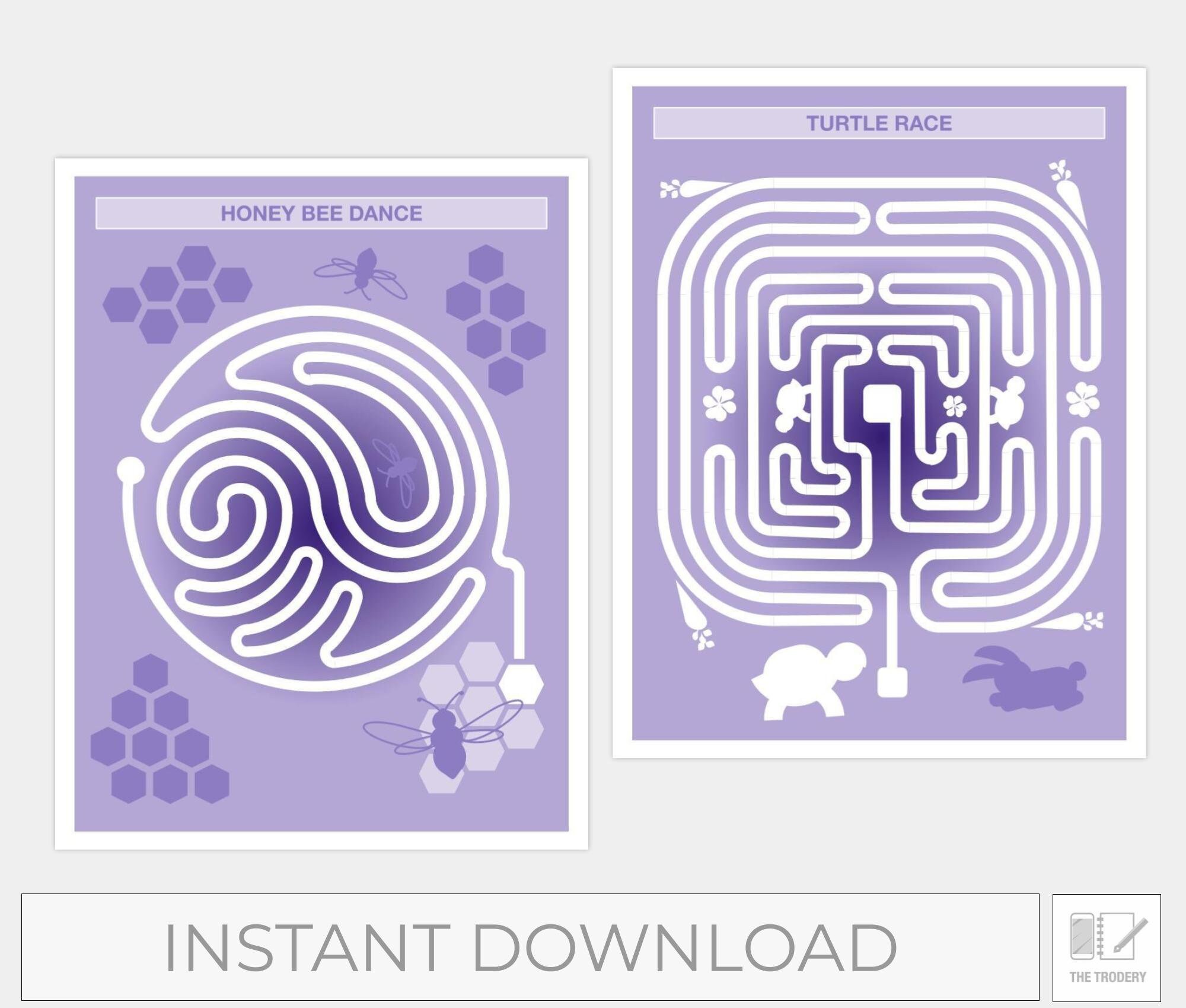 Finger Path Worksheets for Kids Printable PDF 10 Pages Labyrinth for ...