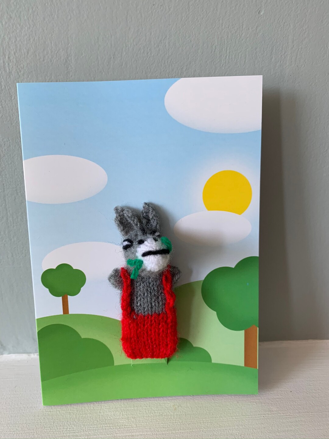 Donkey Birthday Card: Hand-knitted Finger Puppet Greeting Card - Etsy