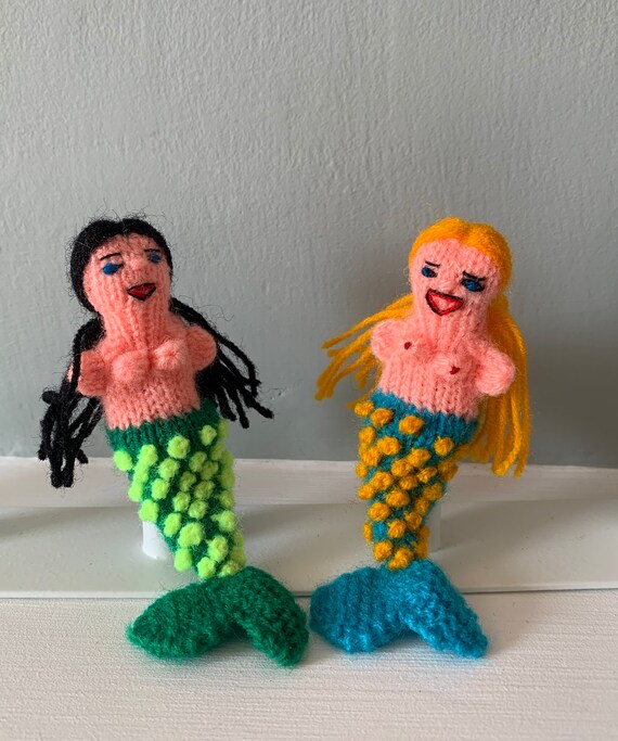 Mermaid finger puppet Mermaid knitted finger puppet Hand | Etsy