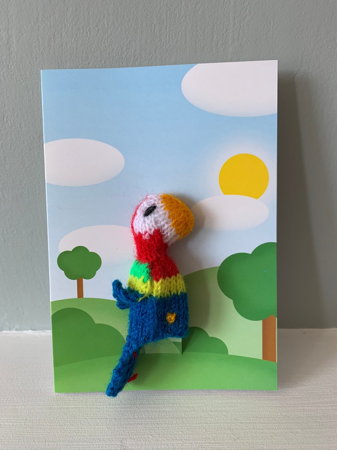 Macaw and Parrot Greeting Card, Macaw and Parrot Finger Puppet Card ...