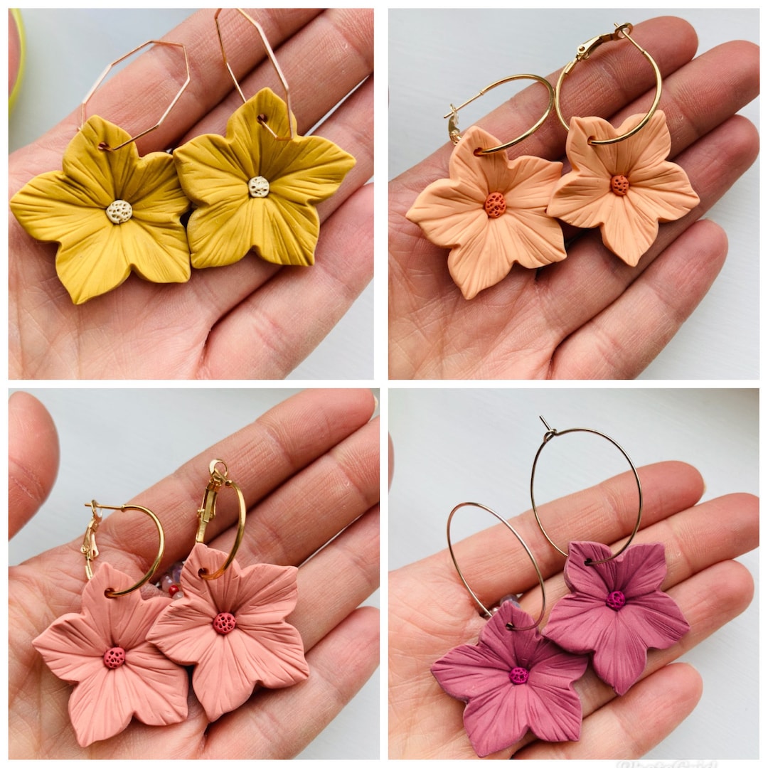 Polymer Clay Flower Earrings / Flower Earrings / Easter Earrings/spring ...