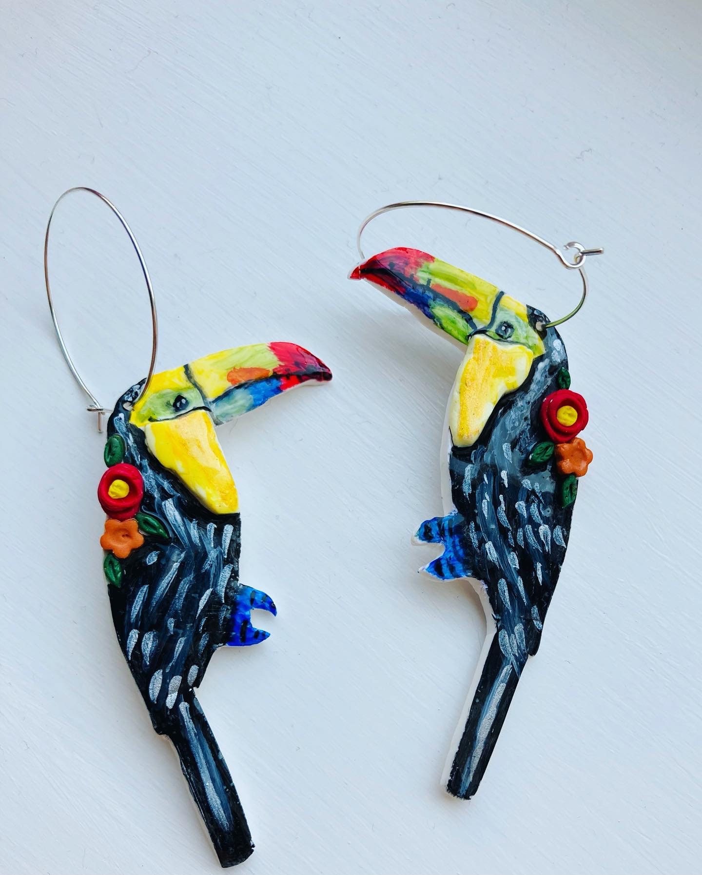 Animal Earring/ Toucan Earring/ Polymer Clay Animal Earrings/ - Etsy
