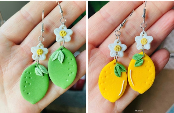 Lemon clay earrings store
