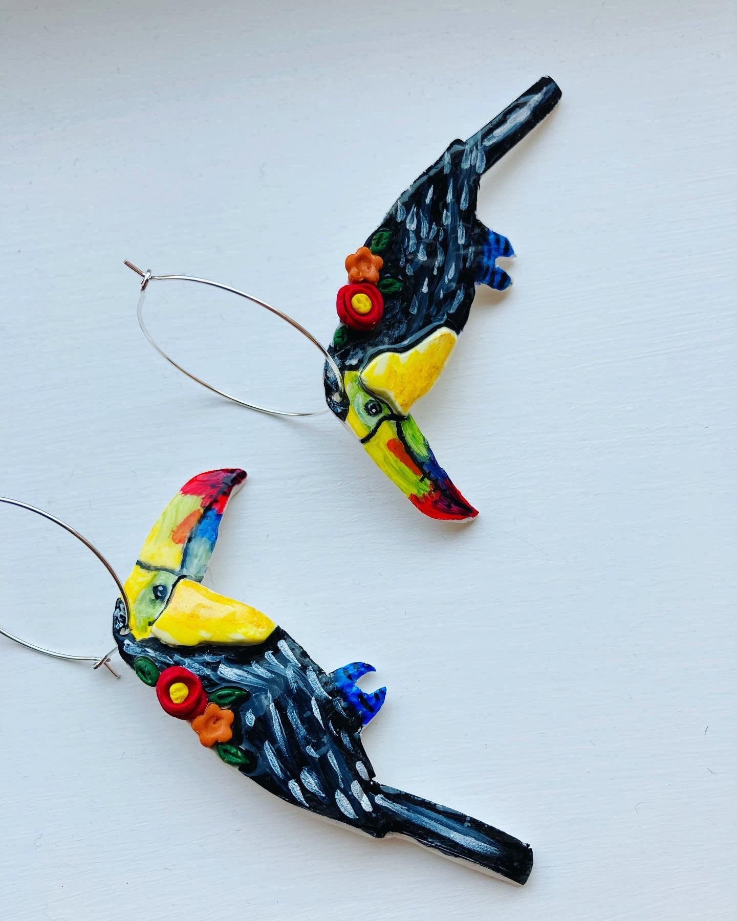 Animal Earring/ Toucan Earring/ Polymer Clay Animal Earrings/ - Etsy