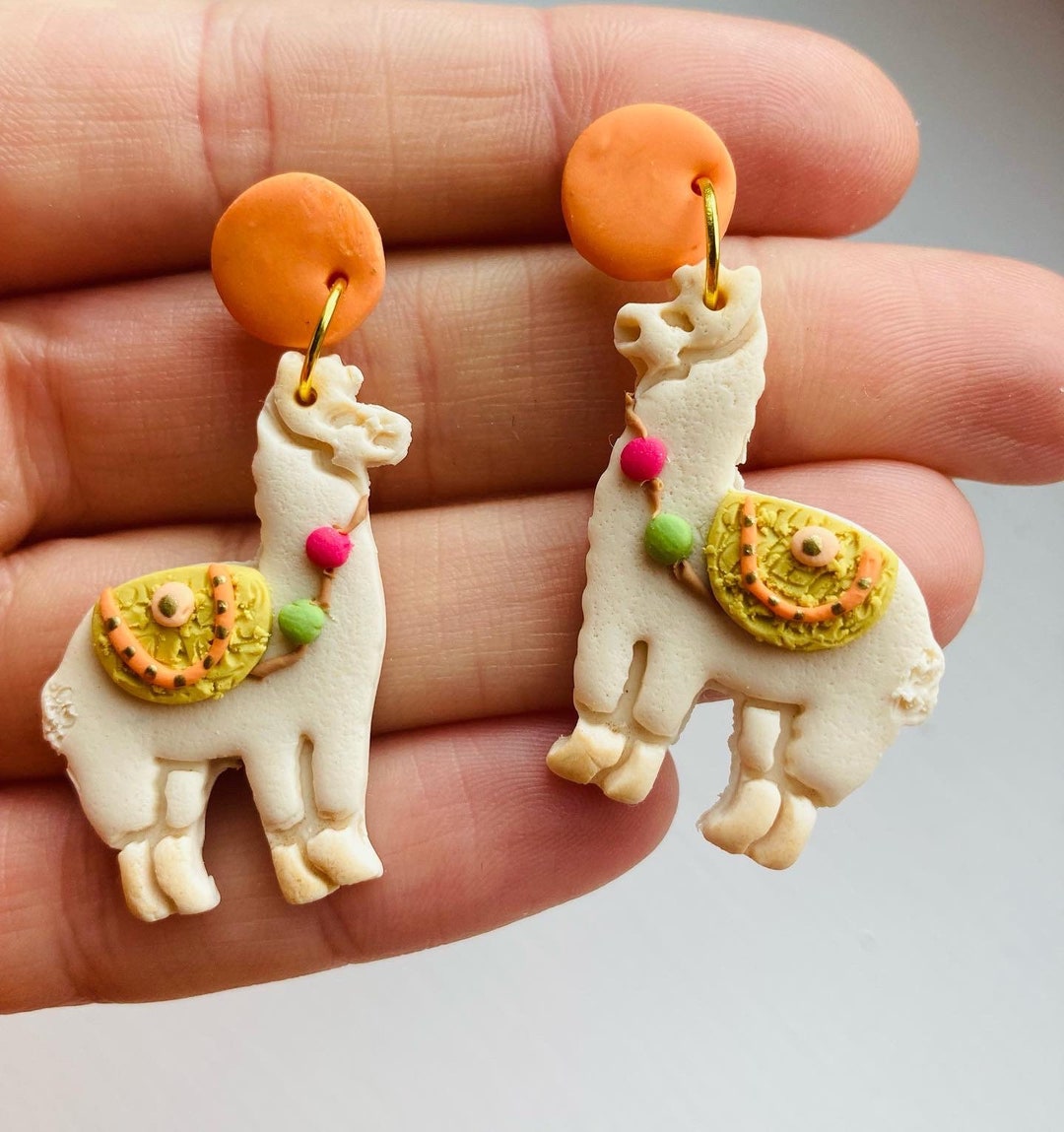 Summer Earrings// Llama Earrings// Animal Earrings// Clay Animal ...